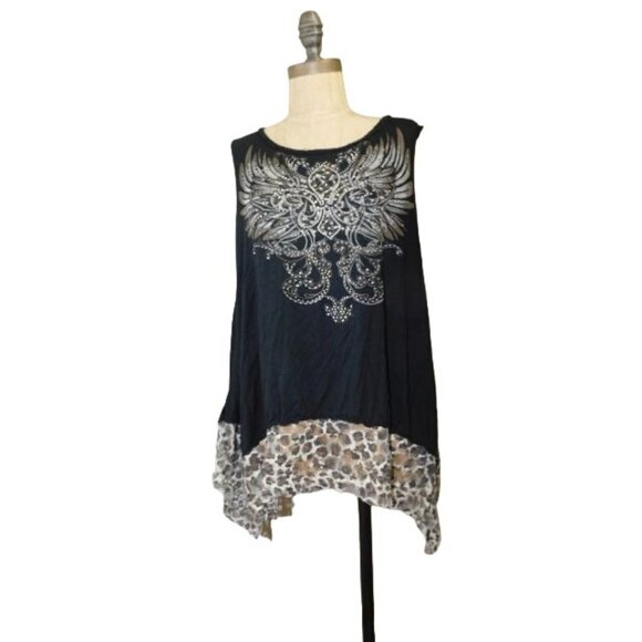 Vocal | Tops | Vocal Size M Medium Bling Distressed Leopard Print ...